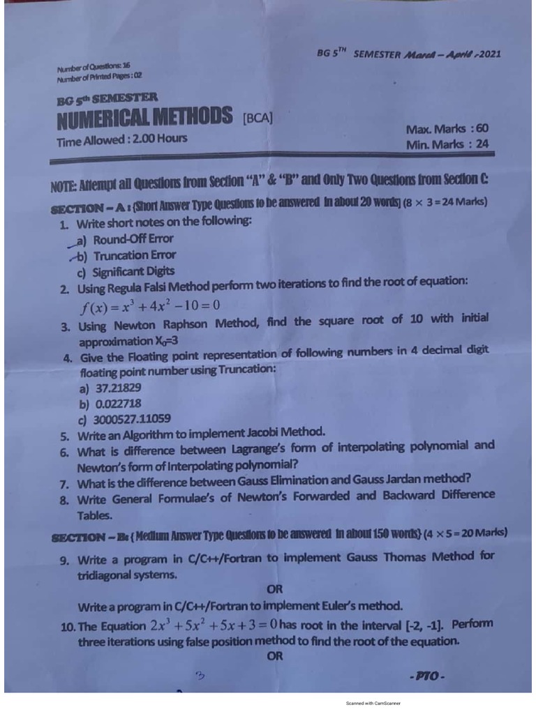 Numerical Methods | PDF