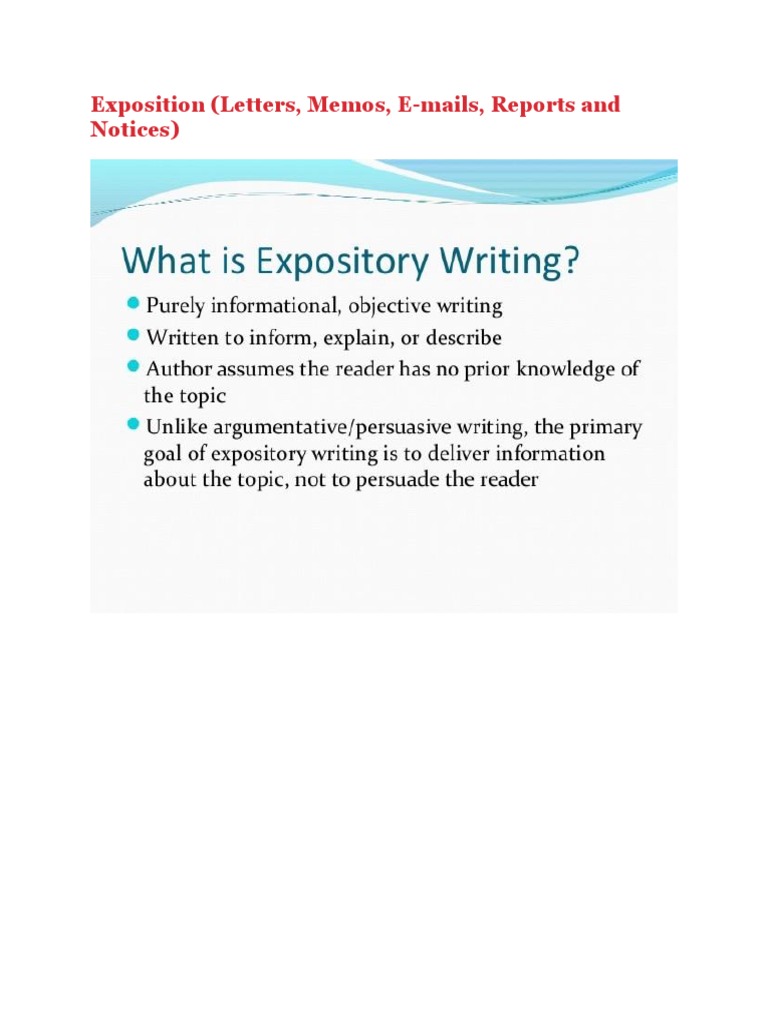 Expository Writing | PDF | Memorandum | Linguistics