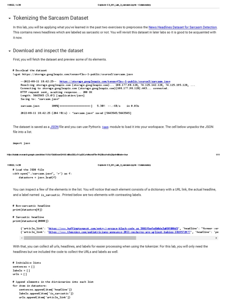 Salazar Francisco C3 - W1 - Lab - 3 - Sarcasm | PDF | Computing ...