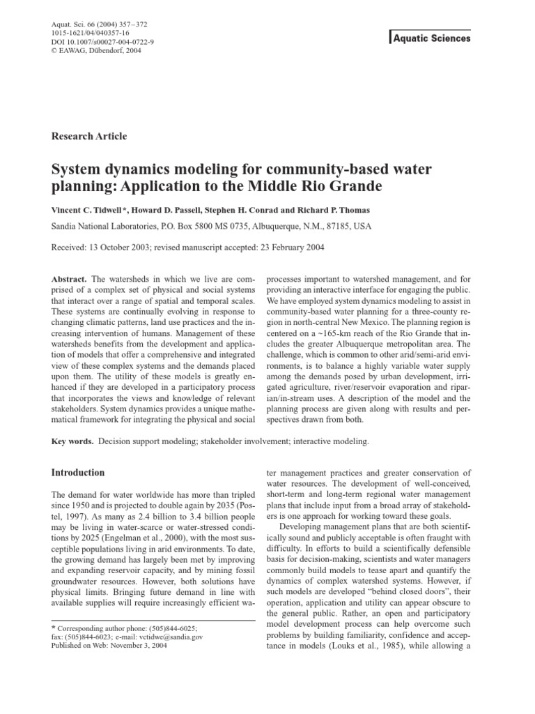 Aquatic Sciences | PDF | Water Resources | Conceptual Model