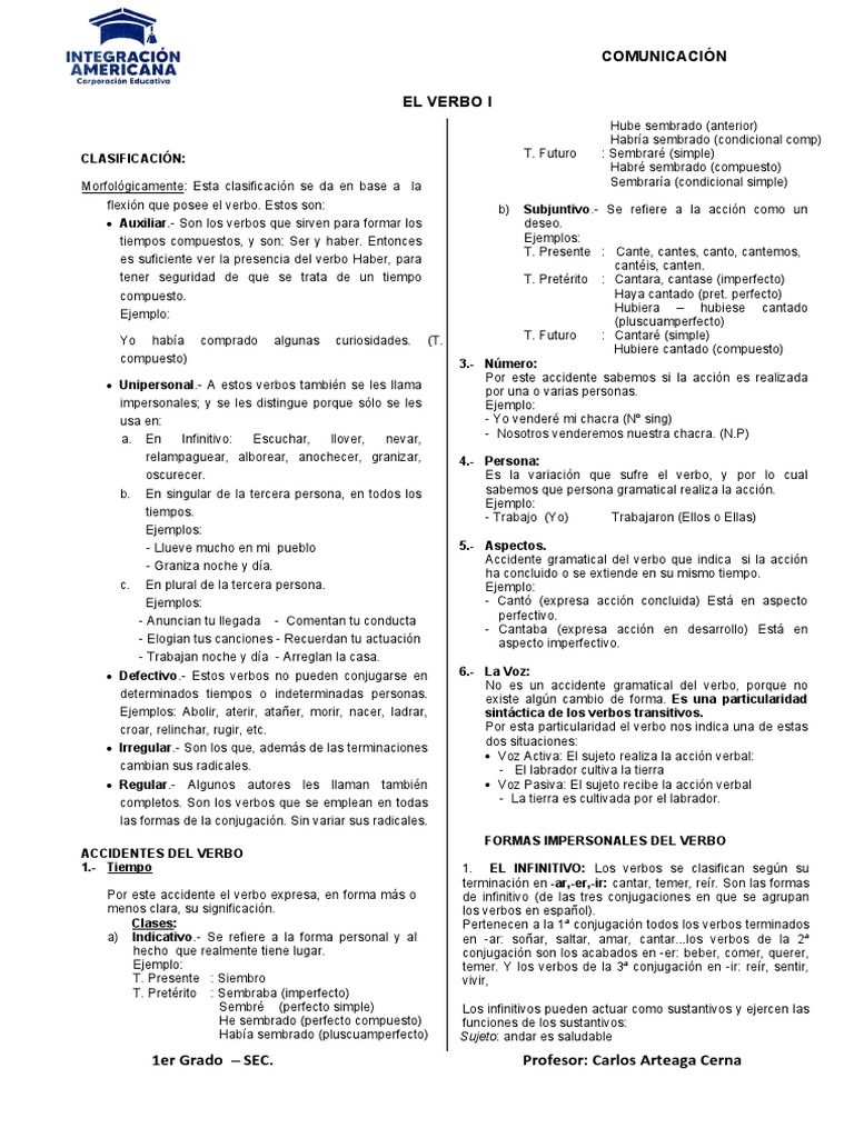 ELVERBO1 | PDF | Verbo | Conjugación gramatical