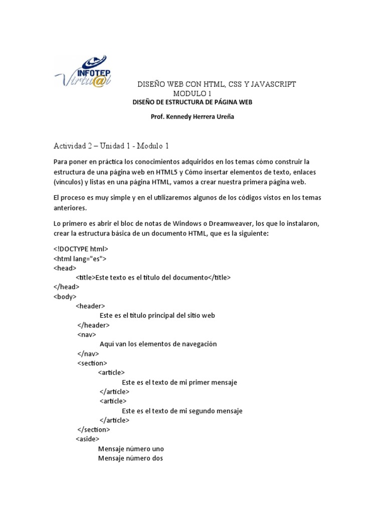 Actividad 2 - Unidad 1 - Modulo 1 | Descargar gratis PDF | HTML | Página web