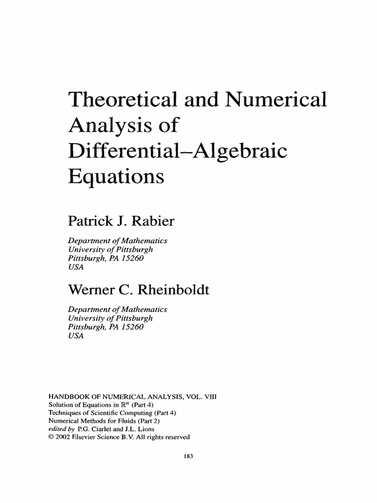 Theoretical and Numerical Analysis of Differential-Algebraic Equations | PDF | Ordinary ...