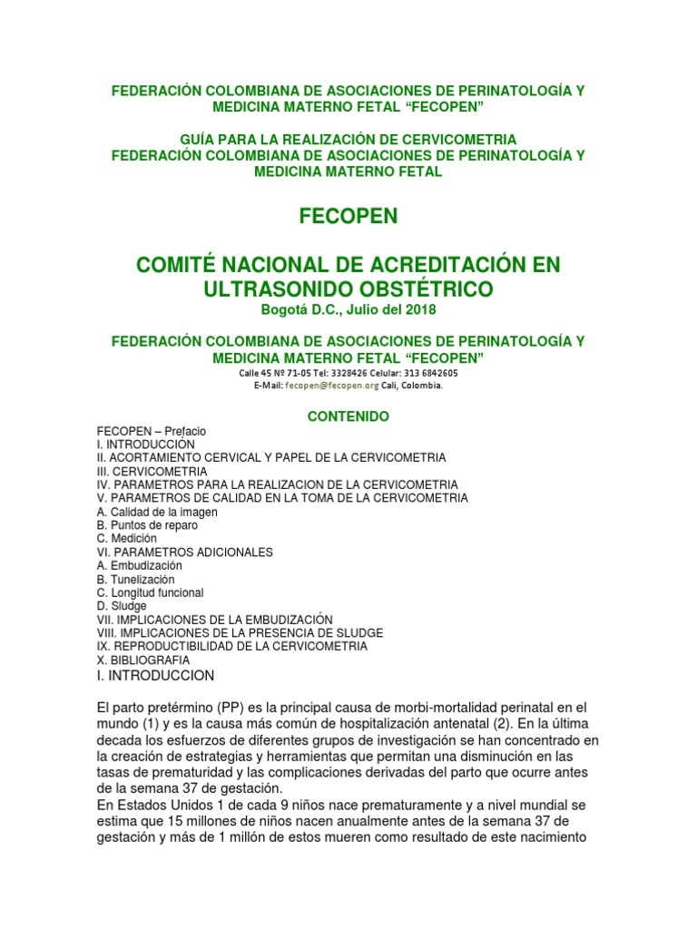 Guía de Cervicometría FECOPEN | PDF | Parto prematuro | Parto