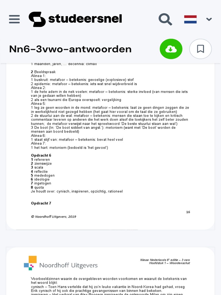 Nn6 3vwo Antwoorden Nieuw Nederlands 6 E Editie Antwoorden Leerboek 1