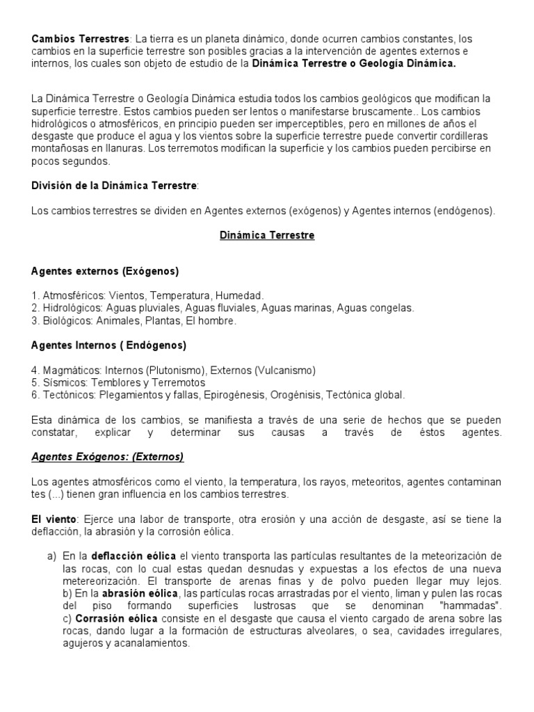 Dinámica Terrestre: Cambios Geológicos | PDF | Temblores | Tierra