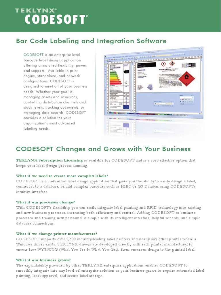 Codesoft Datablad | PDF | Databases | Microsoft Windows