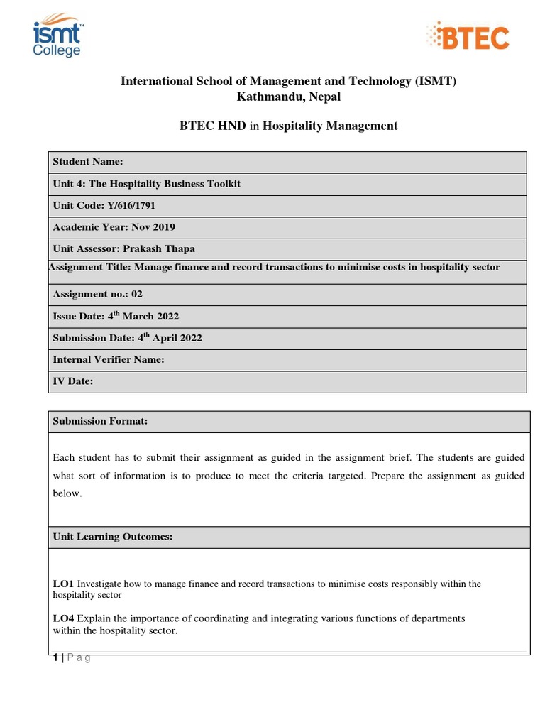 Hospitality Finance Management Toolkit | PDF