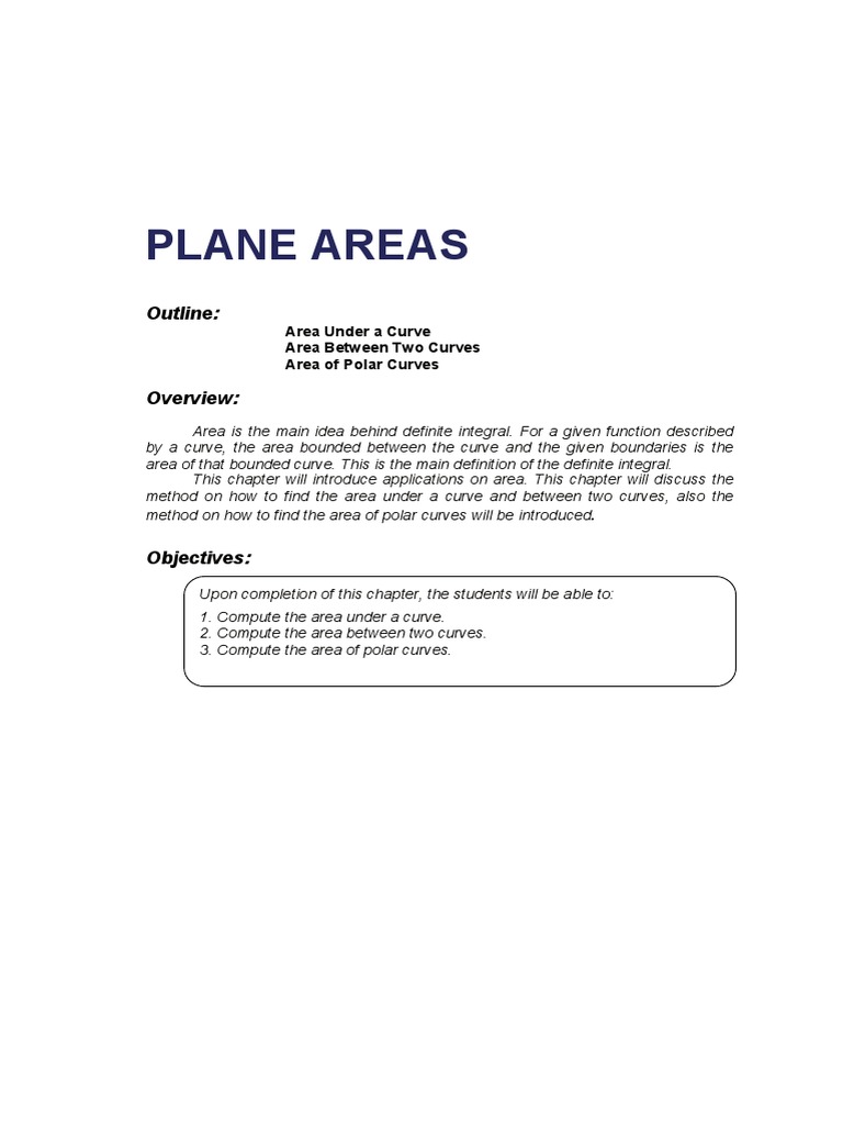 Plane Areas | PDF | Area | Integral