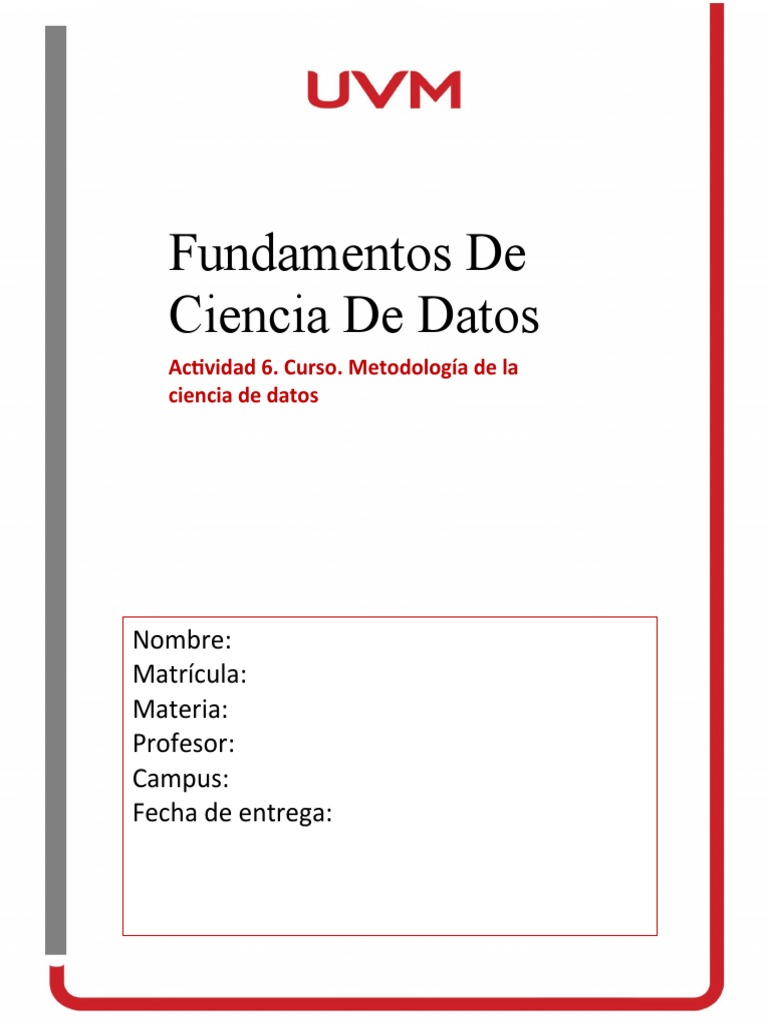 Actividad 6. Curso. Metodología de La Ciencia de Datos | PDF