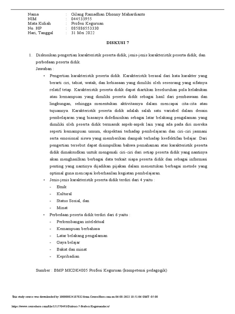 Diskusi 7 Profesi Keguruan | PDF