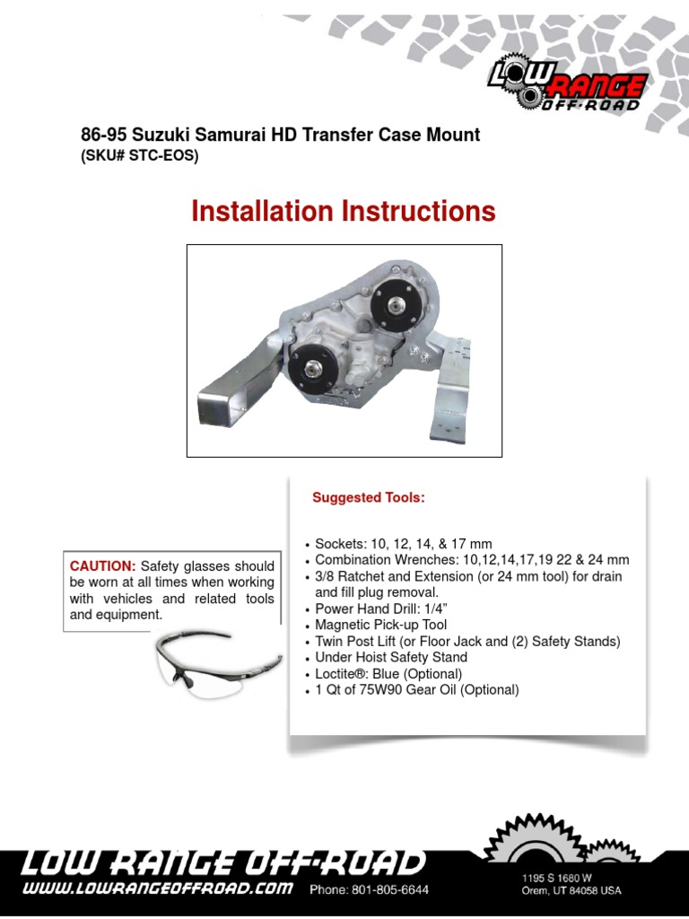 STC-EOS Samurai Transfer Case Cradle Installations | PDF | Screw | Nut ...