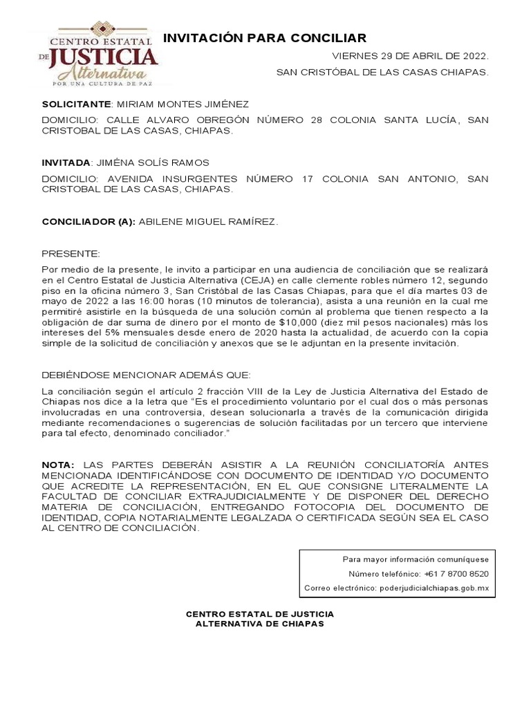 Invitación para Conciliar | PDF
