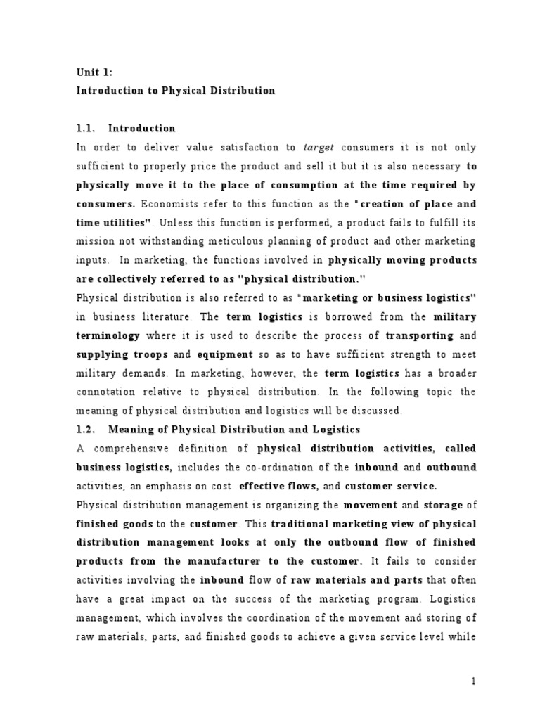 Physical Distribution Management | PDF | Logistics | Cargo