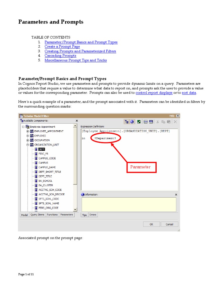 Understanding Parameters and Prompts | PDF | Computers