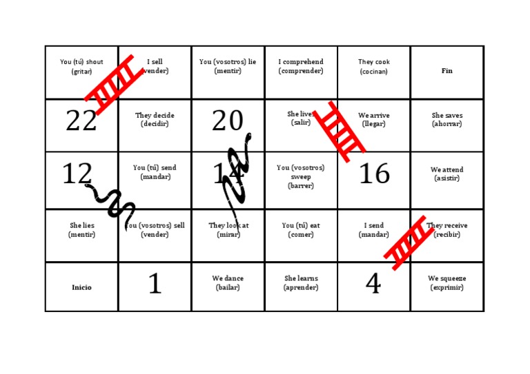 Snakes-and-ladders-with-verbs-(PT-Spanish) | PDF