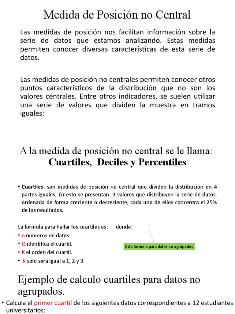 Cuartiles, Deciles y Percentiles: Guía | PDF | Cuantil | Muestreo (Estadísticas)