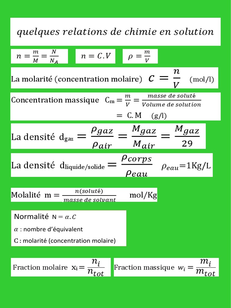 Relations entre normalité et molarité | PDF | Concentration molaire ...