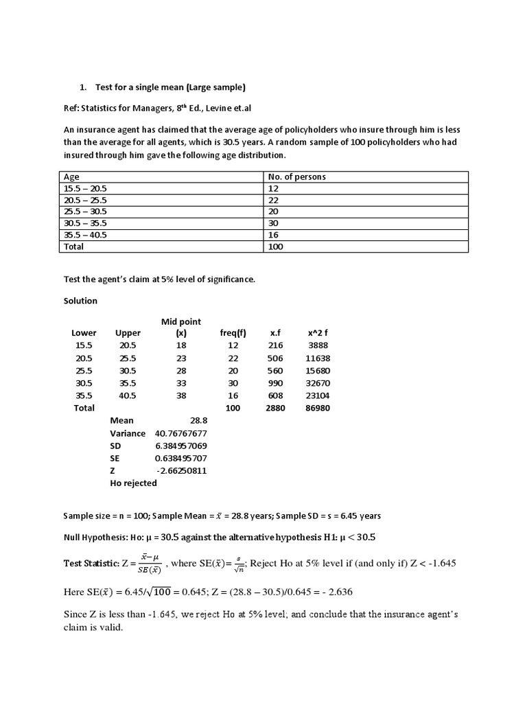 Hypothesis Testing Examples | PDF | Analysis Of Variance | Statistical ...