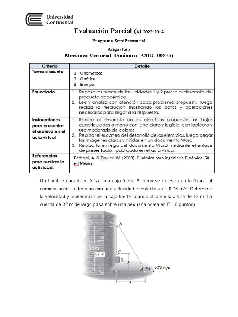 Prueba Parcial - Mecanic Vectorial Dinamica | PDF