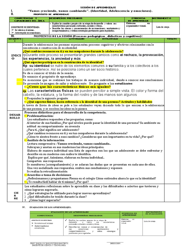10 Sesion de Aprendizaje DPCC 4to | PDF | Aprendizaje | Las emociones