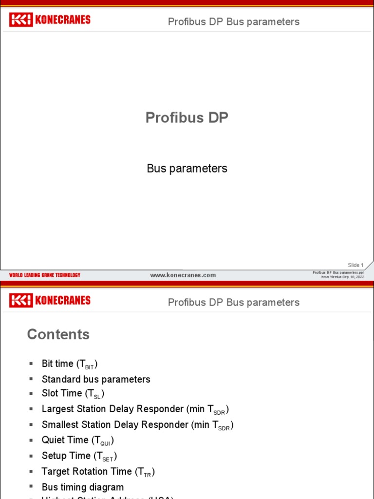 Profibus DP Bus Parameters | PDF | Bit Rate | Information And Communications Technology
