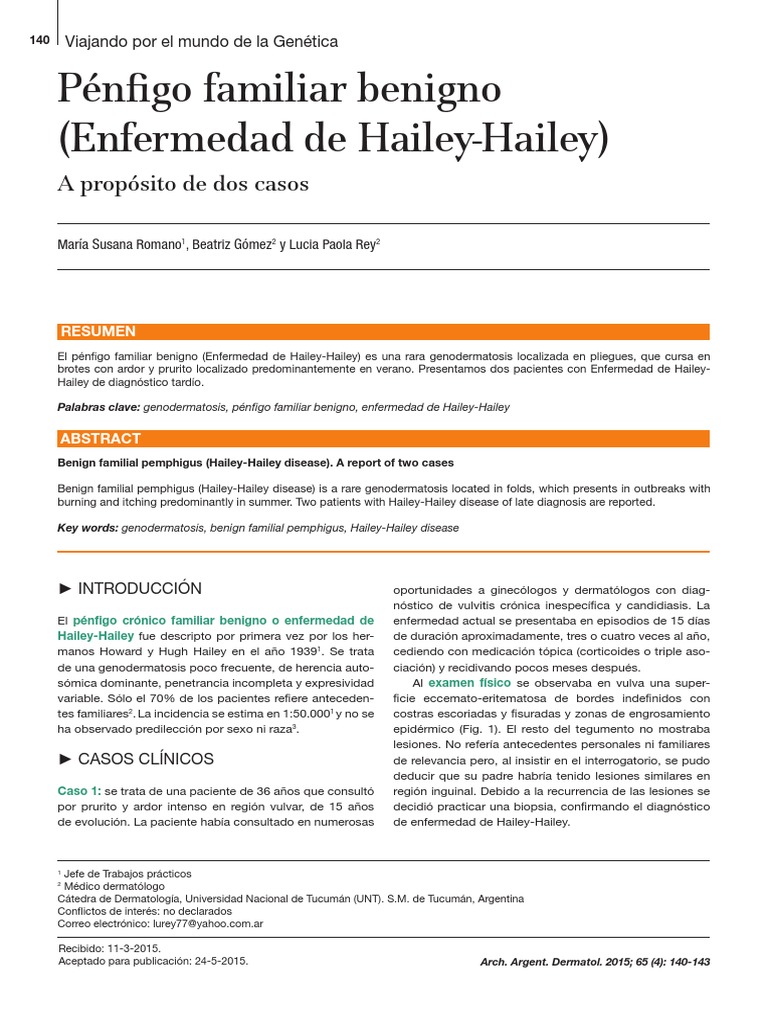 140romano Pénfigo Familiar Benigno Enfermedad de Hailey Hailey | PDF | Ciencias de la Salud ...