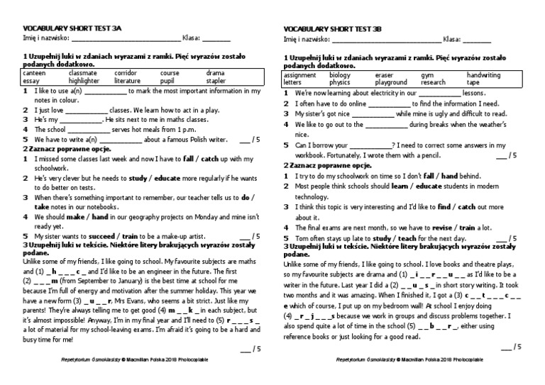 Vocab - Short Test - Unit - 3A&3B | PDF | Language Arts & Discipline