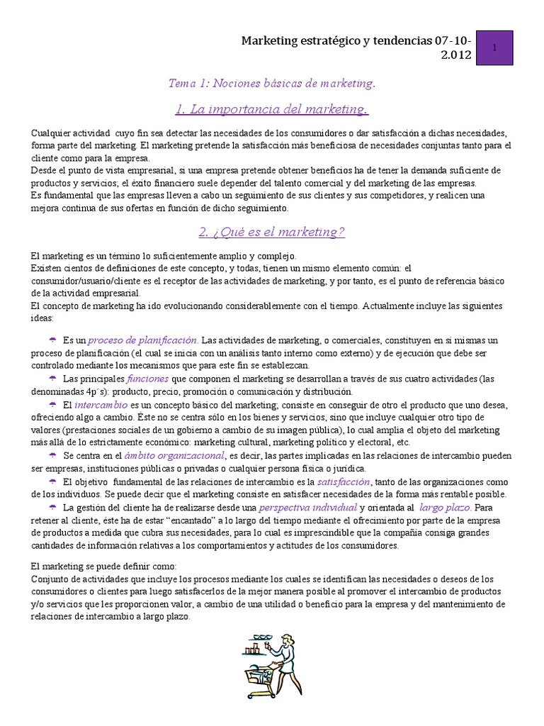 Tema 1 Nociones Básicas de Marketing | PDF | Marketing | Mercado (economía)