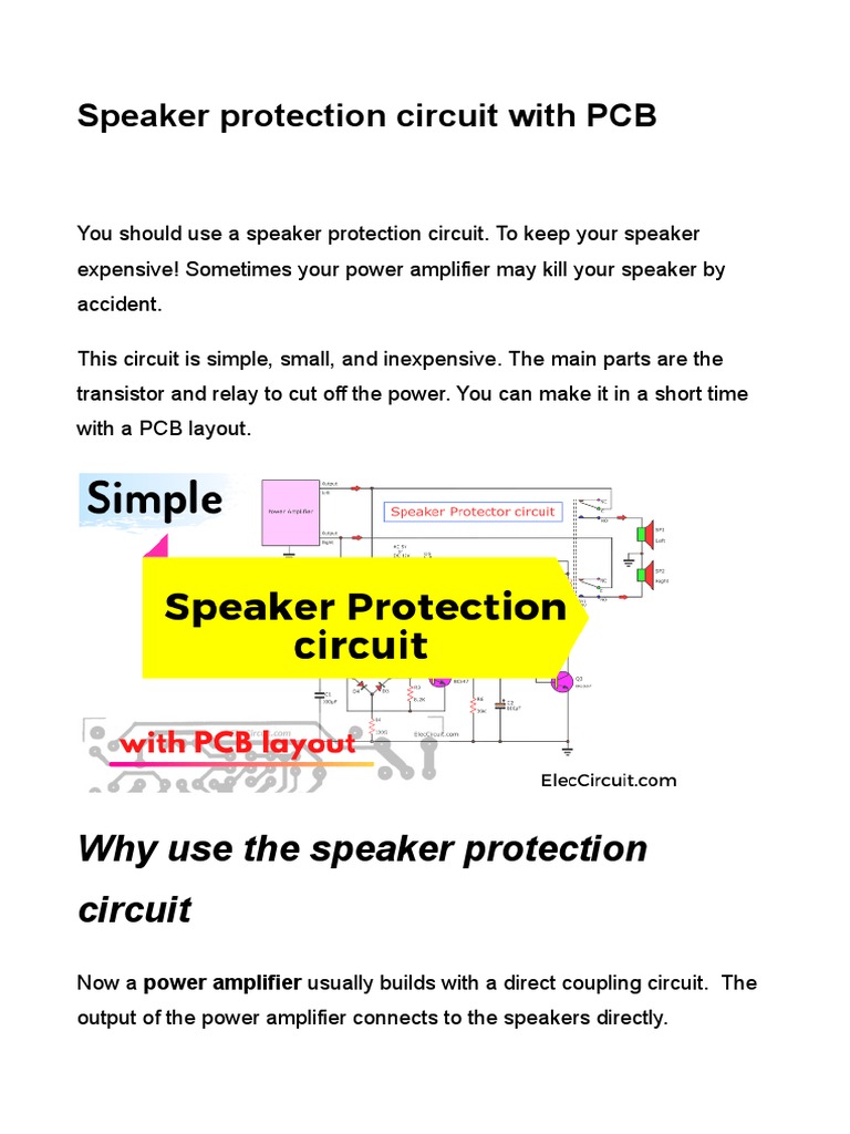 Speaker Protection Circuit With PCB | PDF | Amplifier | Electronic Circuits