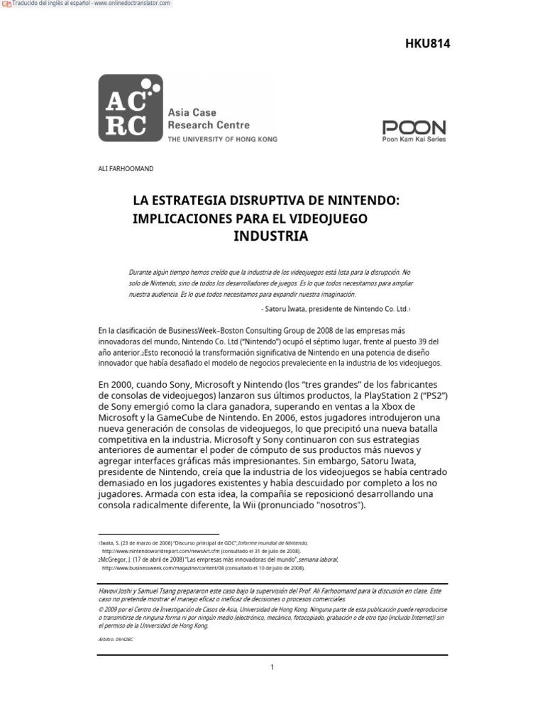 Caso Nintendo - En.es | PDF | Wii | Nintendo