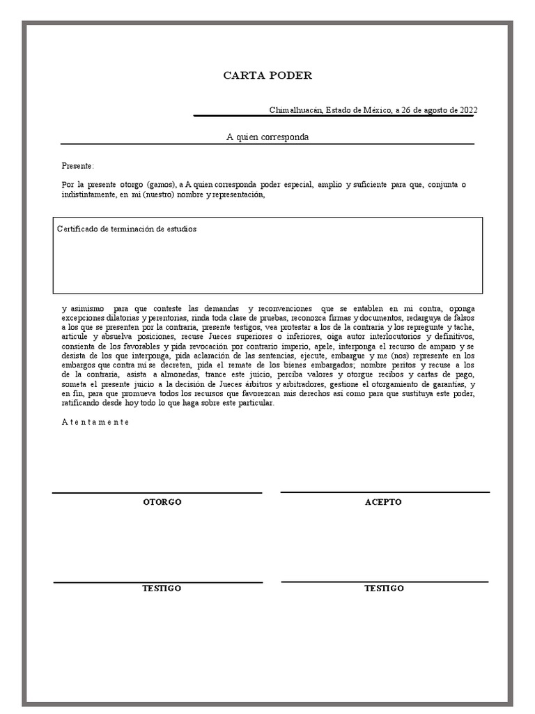 Carta Poder Simple | PDF