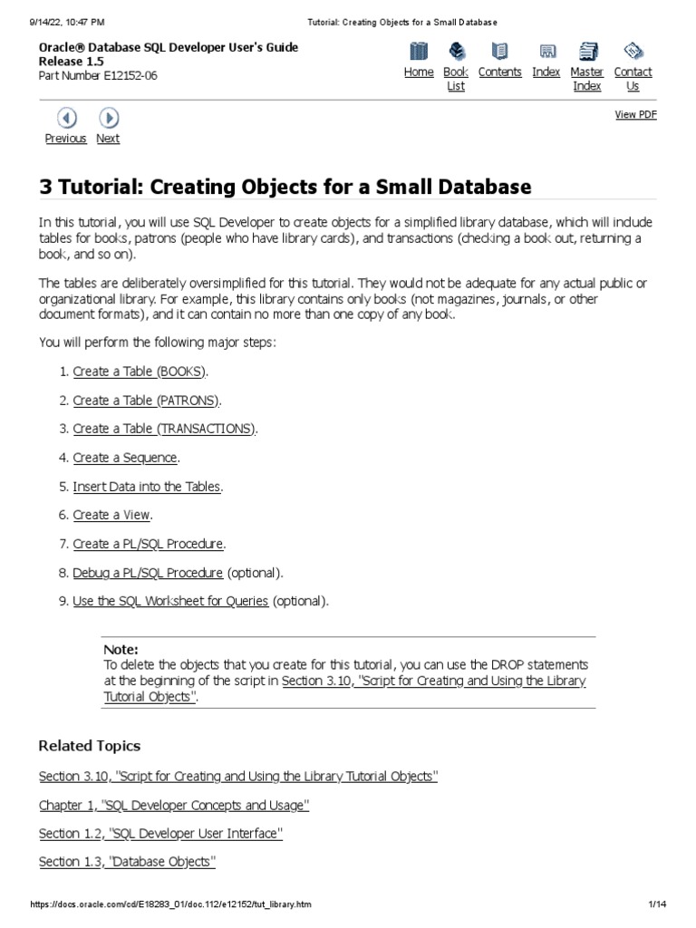 Creating Objects For A Small Database | PDF | Relational Database ...