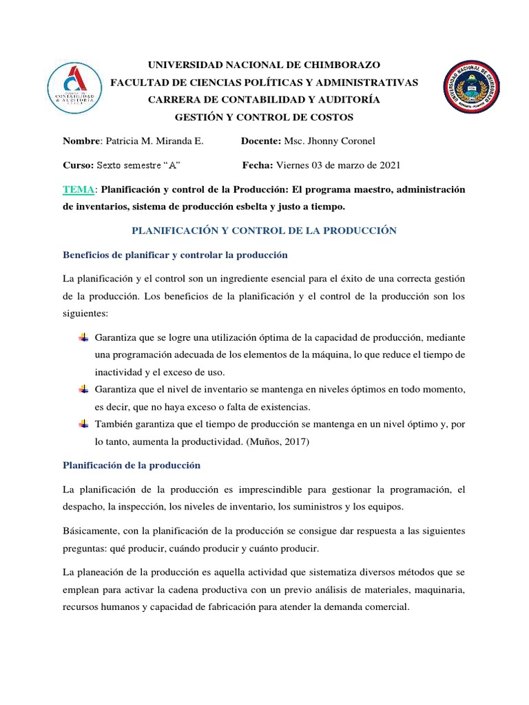 Miranda Patricia 02-03-22 | PDF | Lean Manufacturing | Inventario