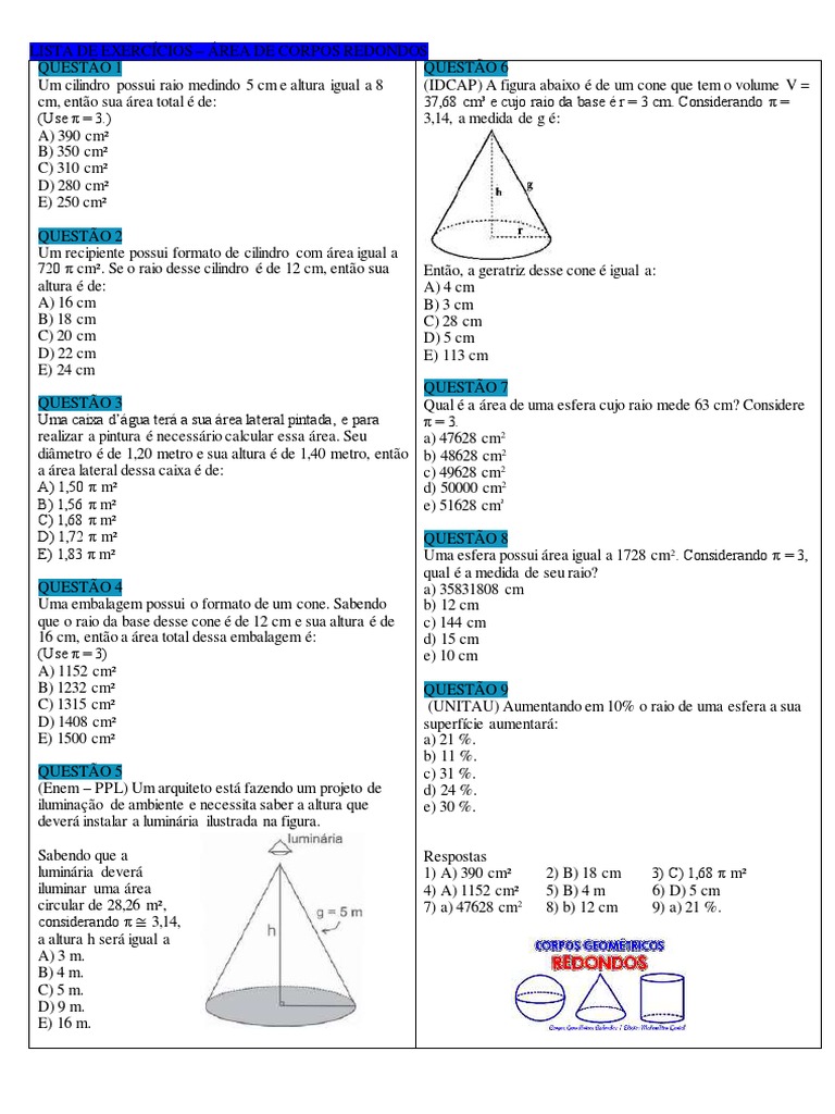 Rea de Corpos Redondos 3 | PDF | Objetos geométricos | Geometria Clássica