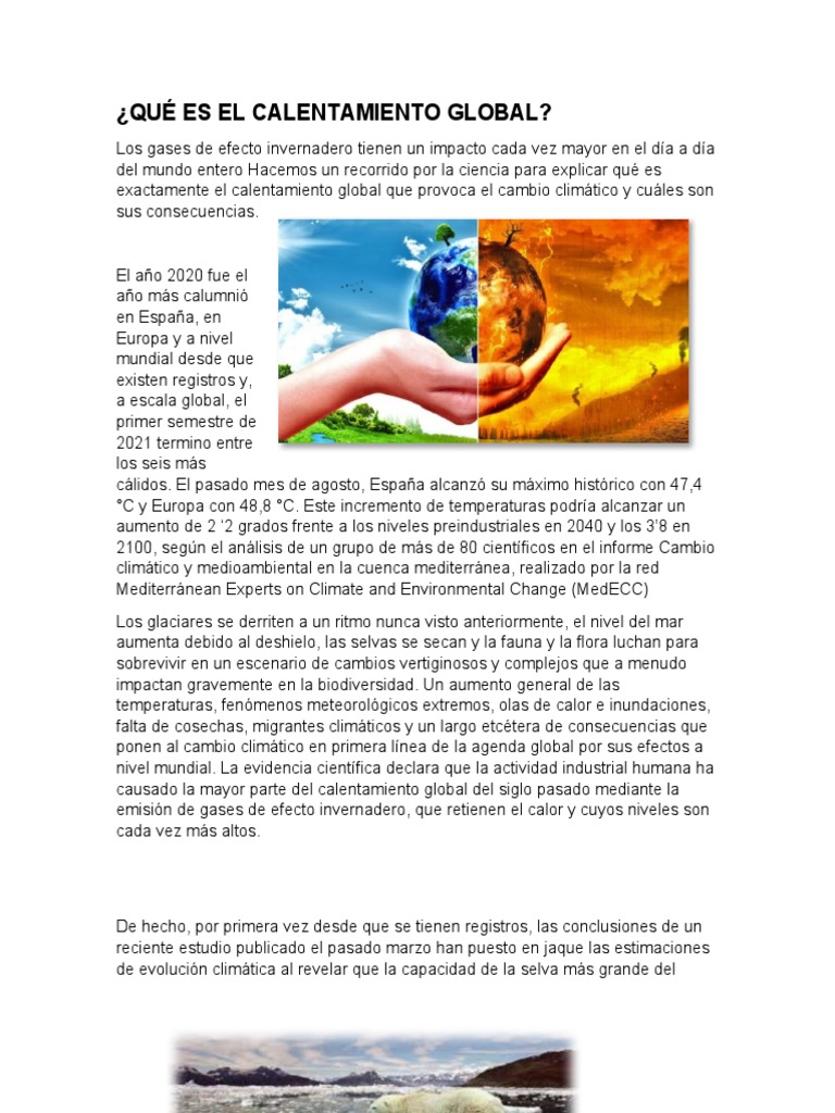 QUÉ ES EL CALENTAMIENTO GLOBAL Dario | PDF | Efecto invernadero | Gases ...