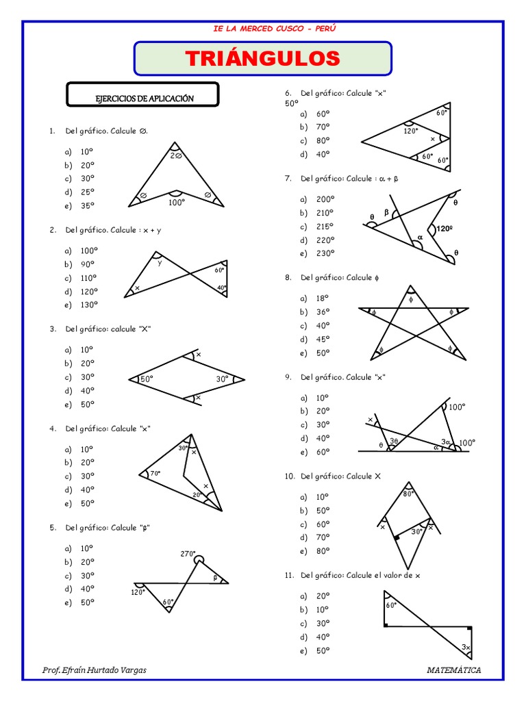 020.ejercicios de Triangulos para Primero de Secundaria | PDF | Ajedrez