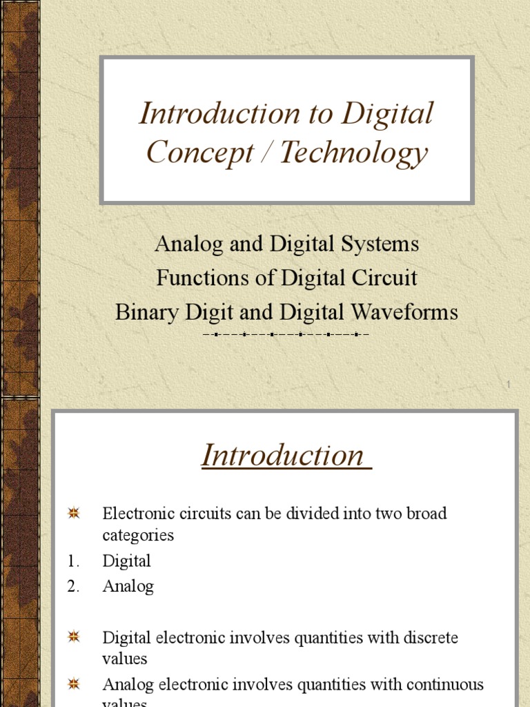 Lecture 1a - Introduction To Digital Concept | PDF | Digital Signal | Analog Signal