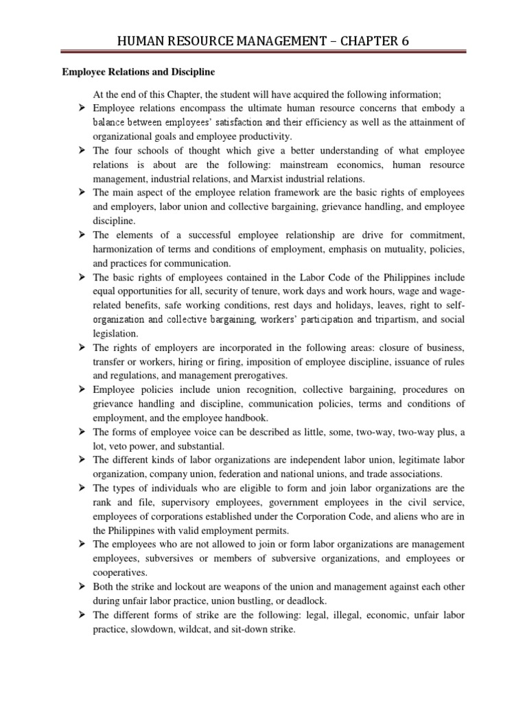 CHAPTER 6 Employee Relations and Discipline - 2 | PDF | Strike Action ...