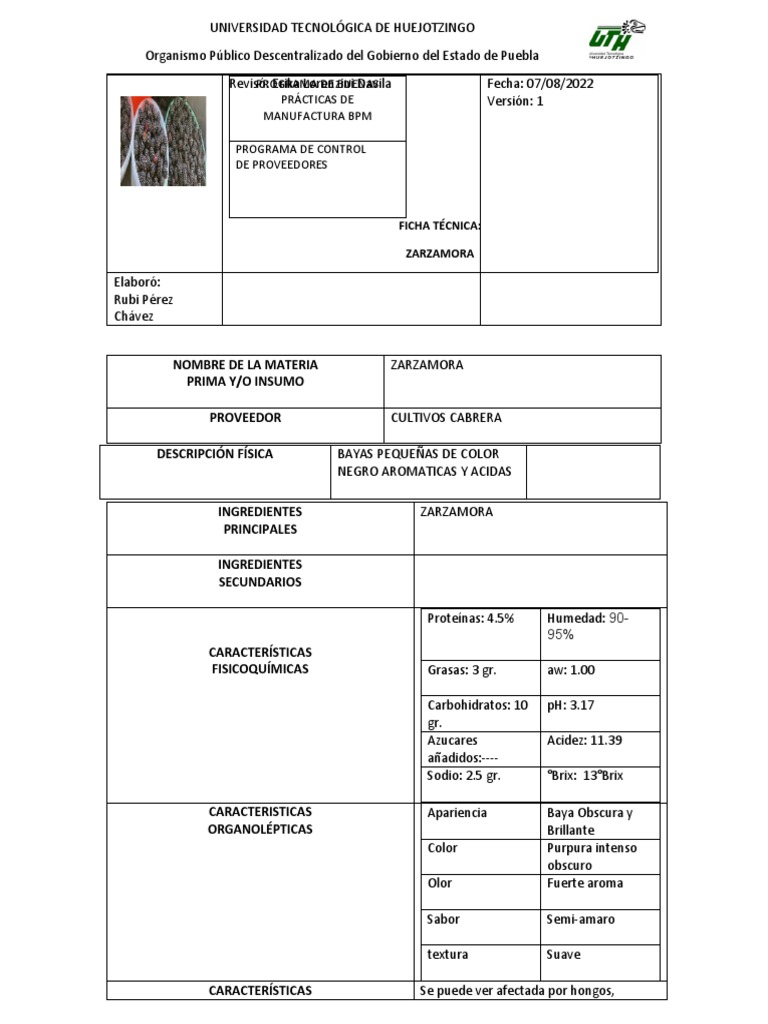Ficha Tecnica Del Licor | PDF | Química | Nutrición