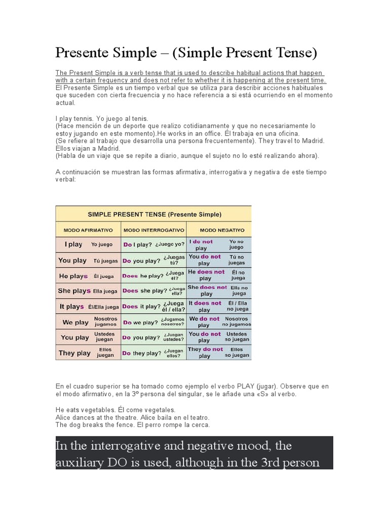 Presente Simple | PDF