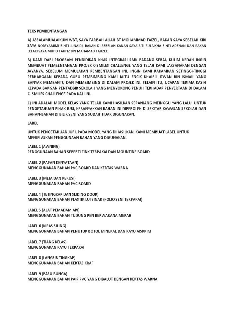 Pembentangan Projek C-SMILES Challenge | PDF | Seni