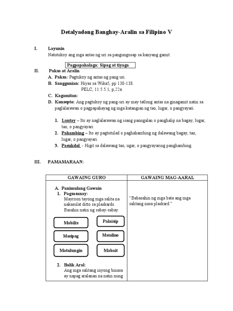 Detailed Lesson Plan V. | PDF