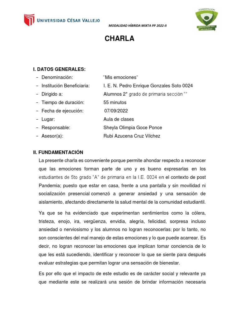 2C Charla | PDF | Las emociones | Aprendizaje
