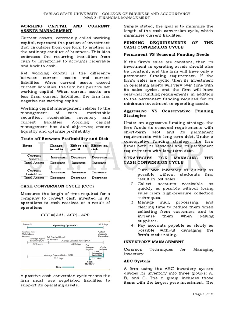 3 Working Capital and Current Assets Management | PDF | Working Capital ...