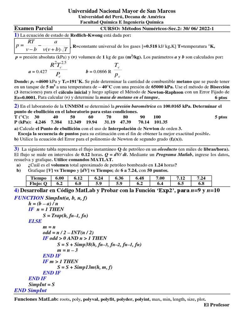Examen - Metodos Numericos - Pedro Otiniano | PDF | Gases | Naturaleza