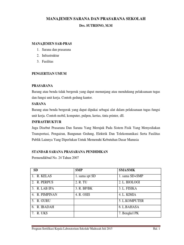 5 Sarpras Laboratorium Sekolah | PDF