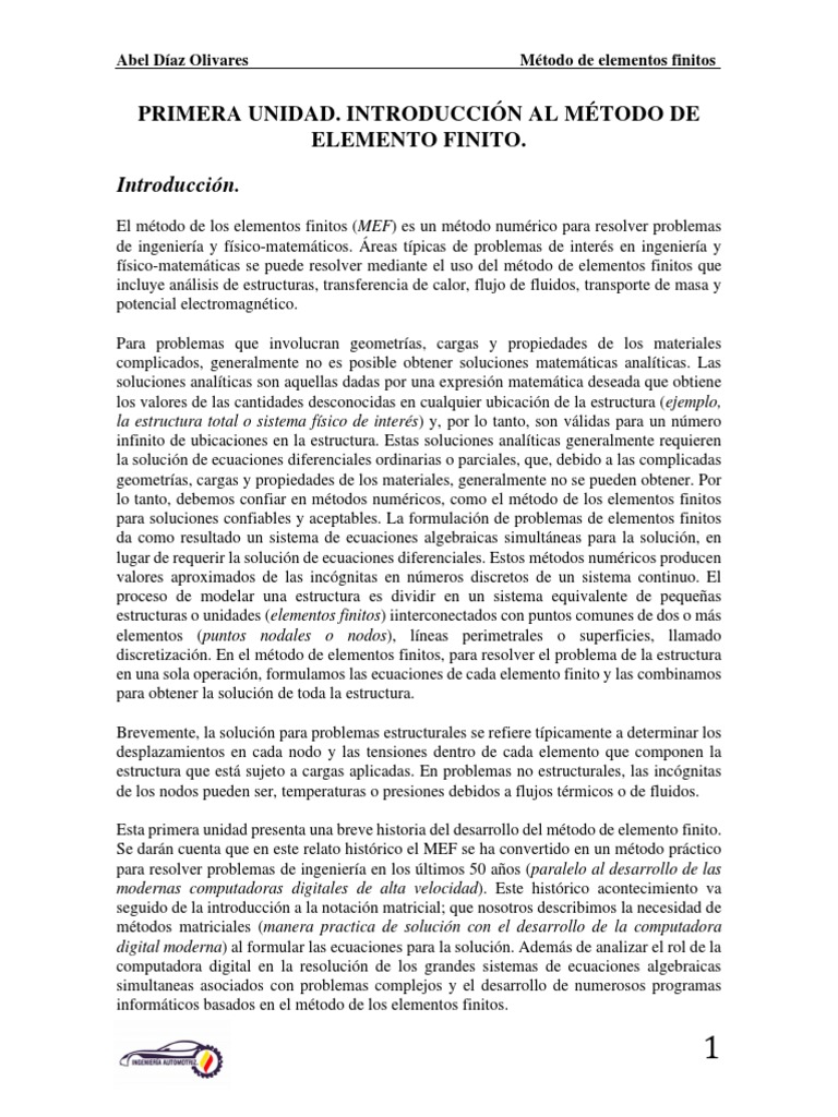 Introducción al Método de Elementos Finitos | PDF | Método de elementos ...