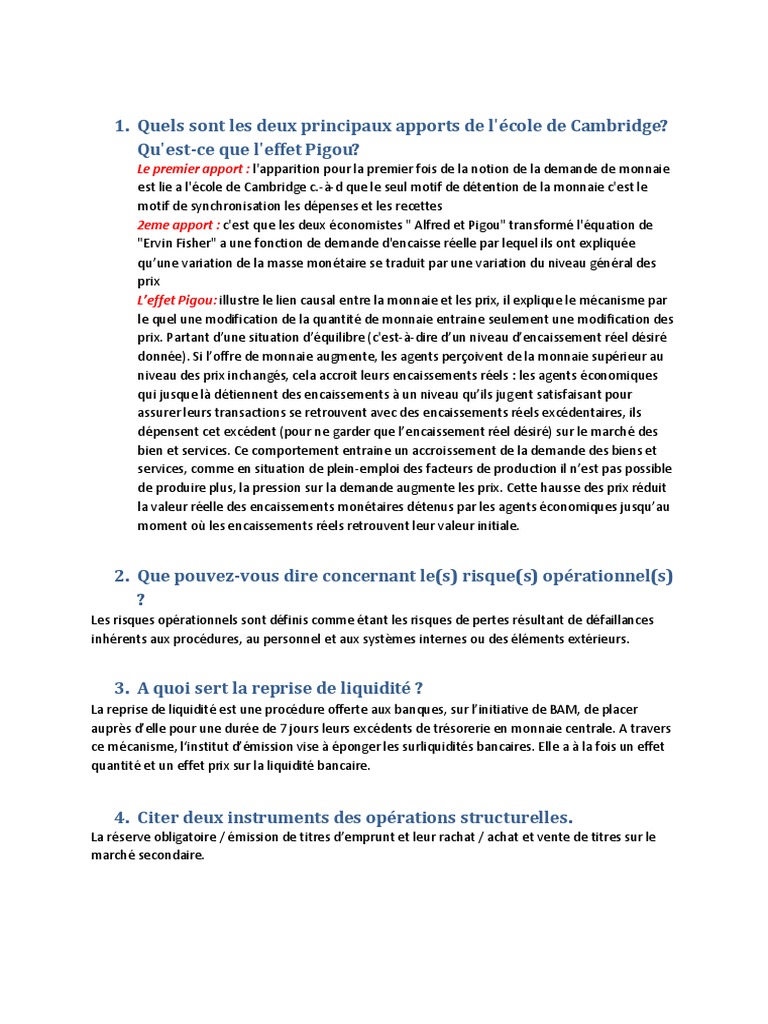 Effet Pigou et économie monétaire | PDF | Argent | Banques