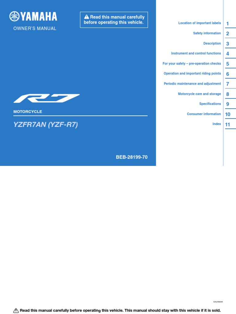 2022 Yamaha R7 Owners Manual | PDF | Motorcycle | Transportation ...